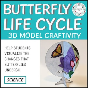 Butterfly Life Cycle - 3D Model Craft Activity // Printable Teaching ...