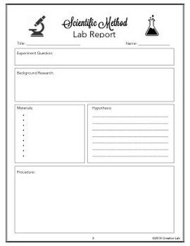 Scientific Method Lab Report - Student Template - 100% Editable ...