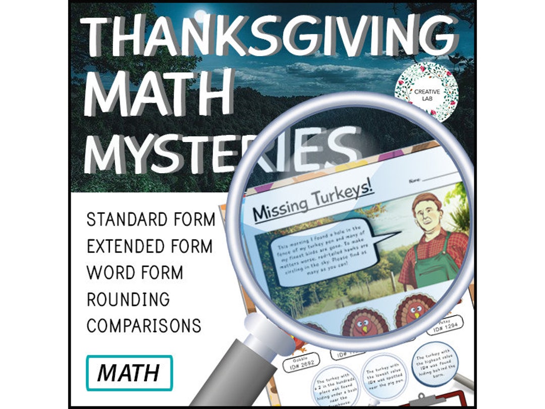 Thanksgiving Place Value - Detective Math Mystery Project // Printable ...