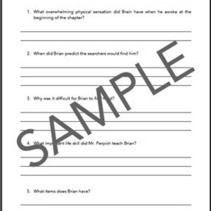 Hatchet - Book Chapter Comprehension Questions & Answers // Printable ...