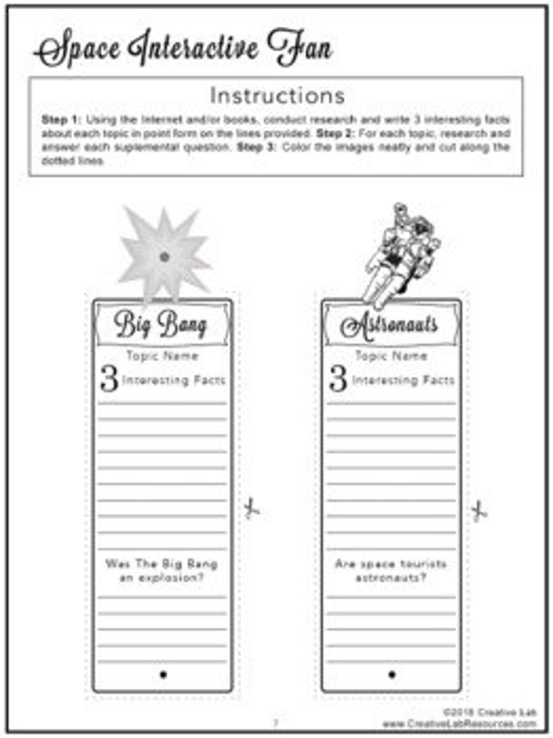Space Project - Interactive Fan - PBL // Printable Teaching Resource ...