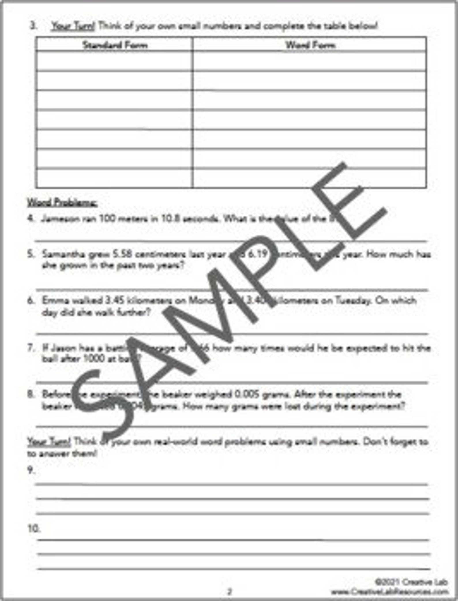 Place Value of Decimals - Tenths to Millionths // Printable Teaching ...