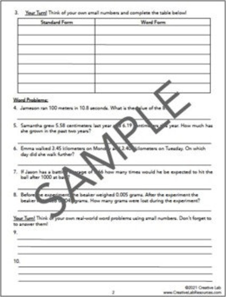 Place Value of Decimals - Tenths to Millionths // Printable Teaching ...