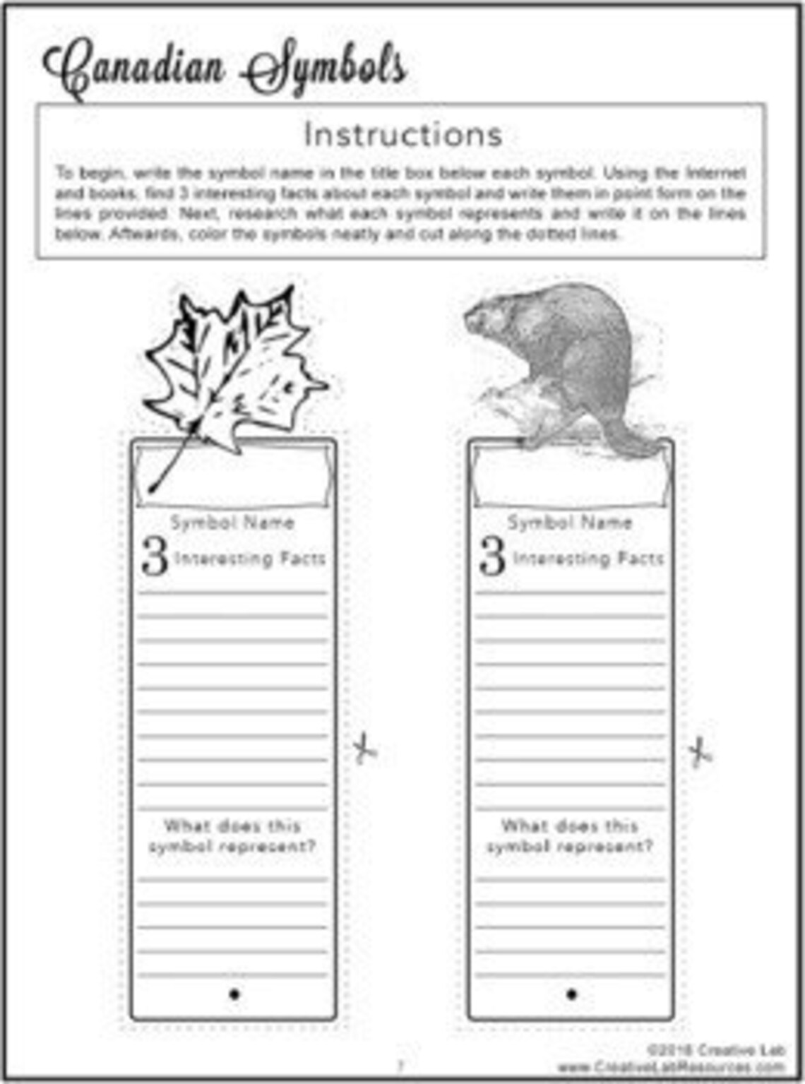 Canada Symbols Project Craft - Interactive Fan - PBL // Printable ...