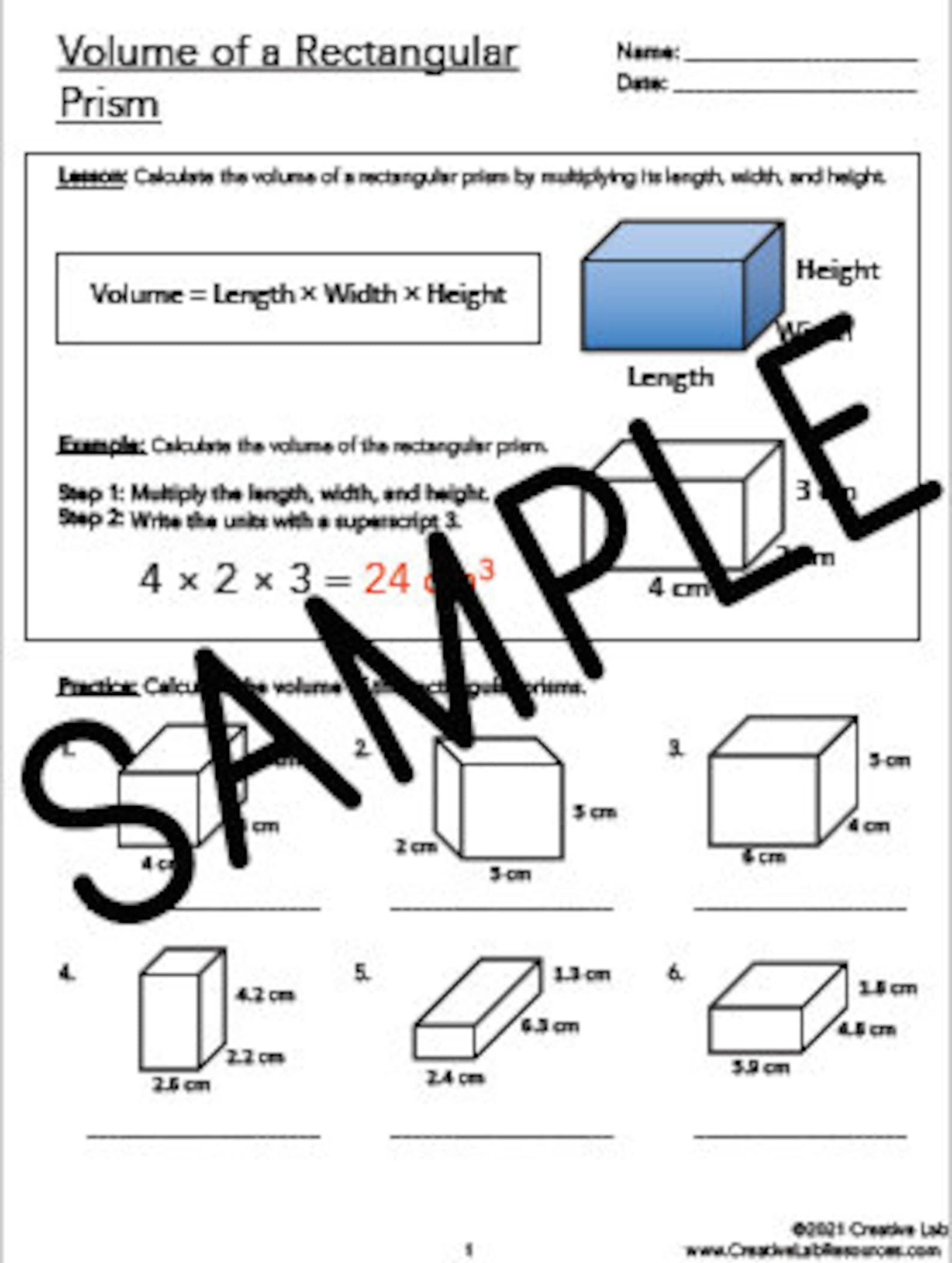 Volume of Rectangular Prisms - Lesson & Practice Questions - 100% ...