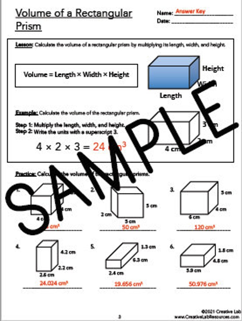 Volume of Rectangular Prisms - Lesson & Practice Questions - 100% ...