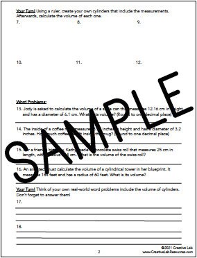 Volume of Cylinders - Lesson & Practice Questions // Printable Teaching ...