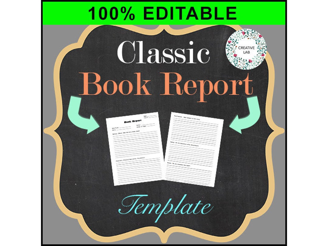 Book Report Classic Template 100% Editable // Printable Teaching ...