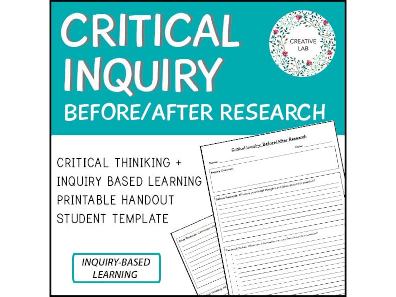 Inquiry Based Learning - Critical Inquiry (template) // Printable ...