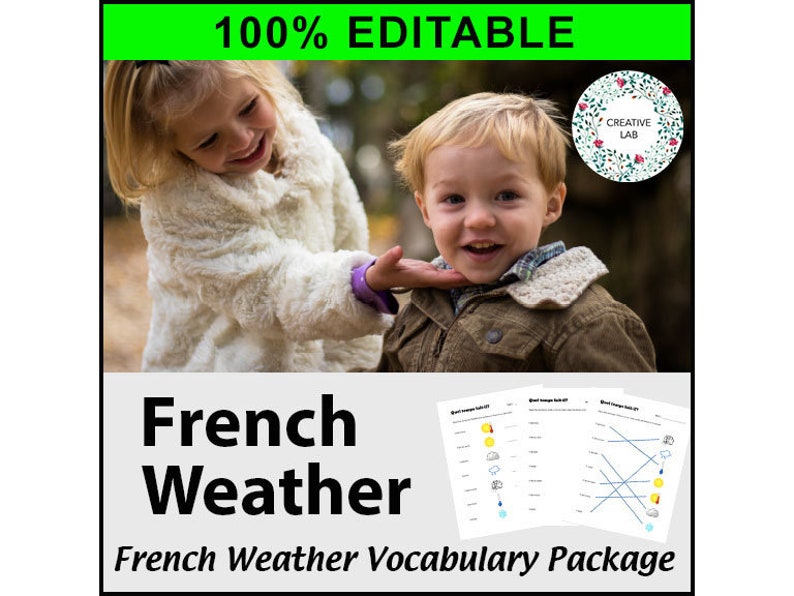 French Weather - Vocabulary Worksheet & Visuals - 100% Editable ...