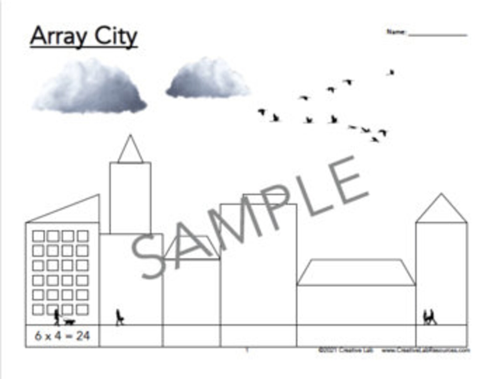 Array City - Multiplication Math Worksheets - 100% Editable ...