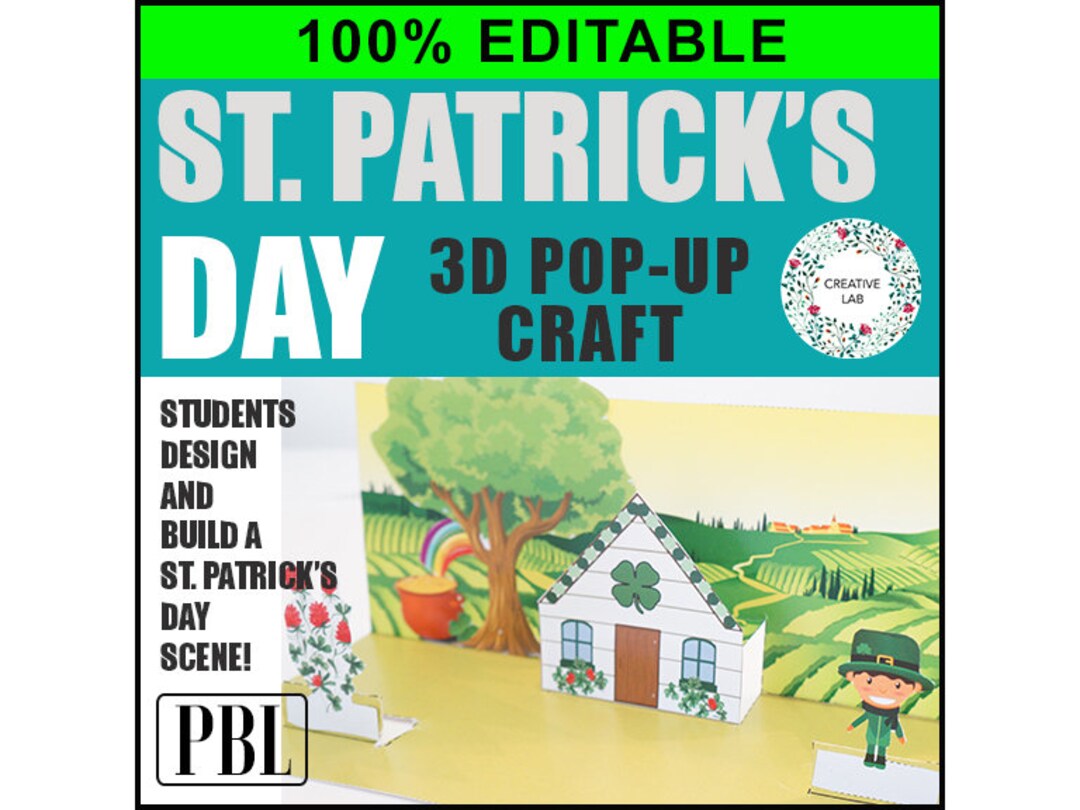 St. Patrick's Day House Scene 3D Craftivity - 100% Editable ...