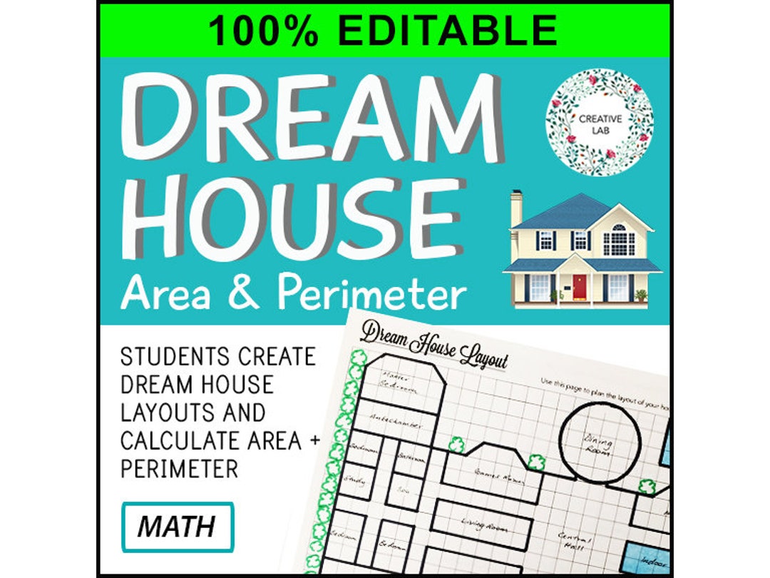 Math Dream House Design - Area & Perimeter - 100% Editable // Printable ...