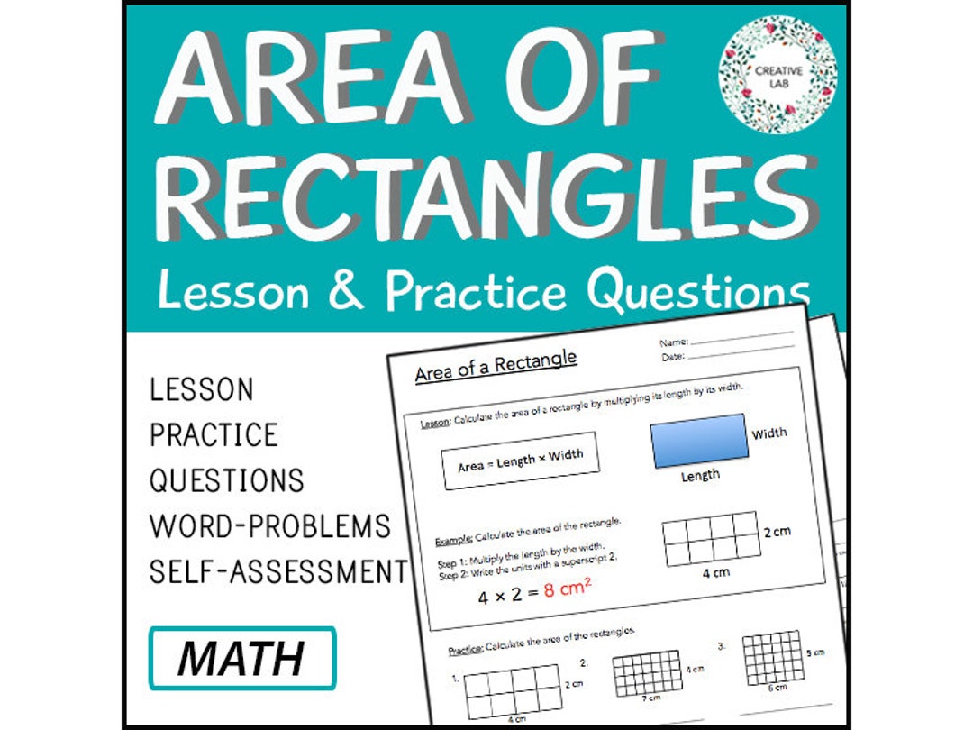 Area of Rectangles - Math Lesson & Practice Questions // Printable ...