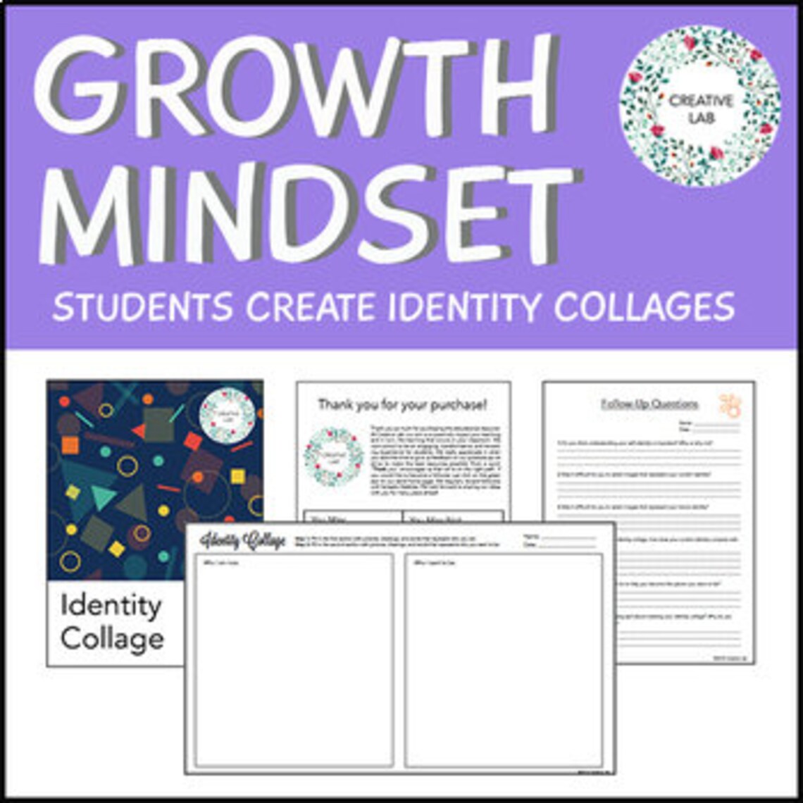 Growth Mindset Identity Collage // Printable Teaching Lesson School ...
