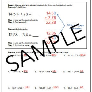 Adding and Subtracting Decimals - Lesson and Practice Questions ...