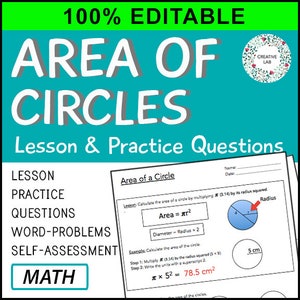 Area of Circles - Lesson & Practice Questions - 100% Editable ...