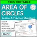 Area of Circles - Lesson & Practice Questions - 100% Editable ...