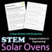 Solar Cooker Ovens Thermal Energy Transfer // Printable Teaching ...