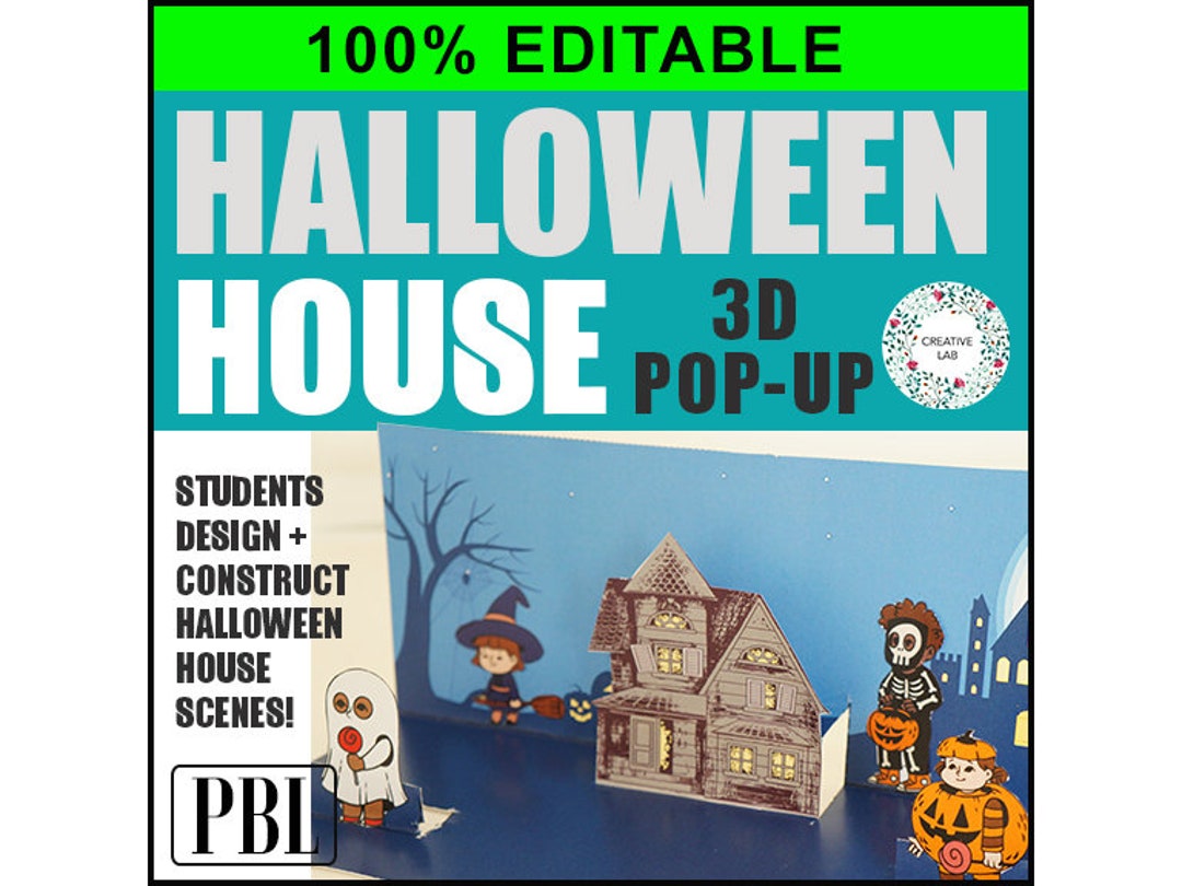 Halloween Haunted House Scene 3D Craft - 100% Editable // Printable ...