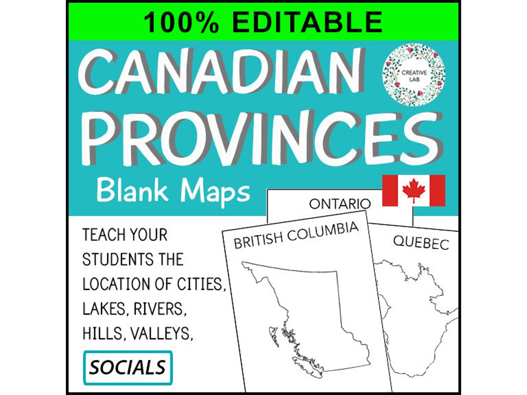 Canadian Province Maps & Canada Map - 100% Editable // Printable ...