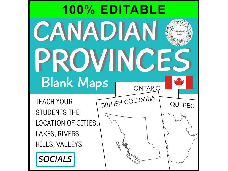 Canadian Province Maps & Canada Map - 100% Editable // Printable ...