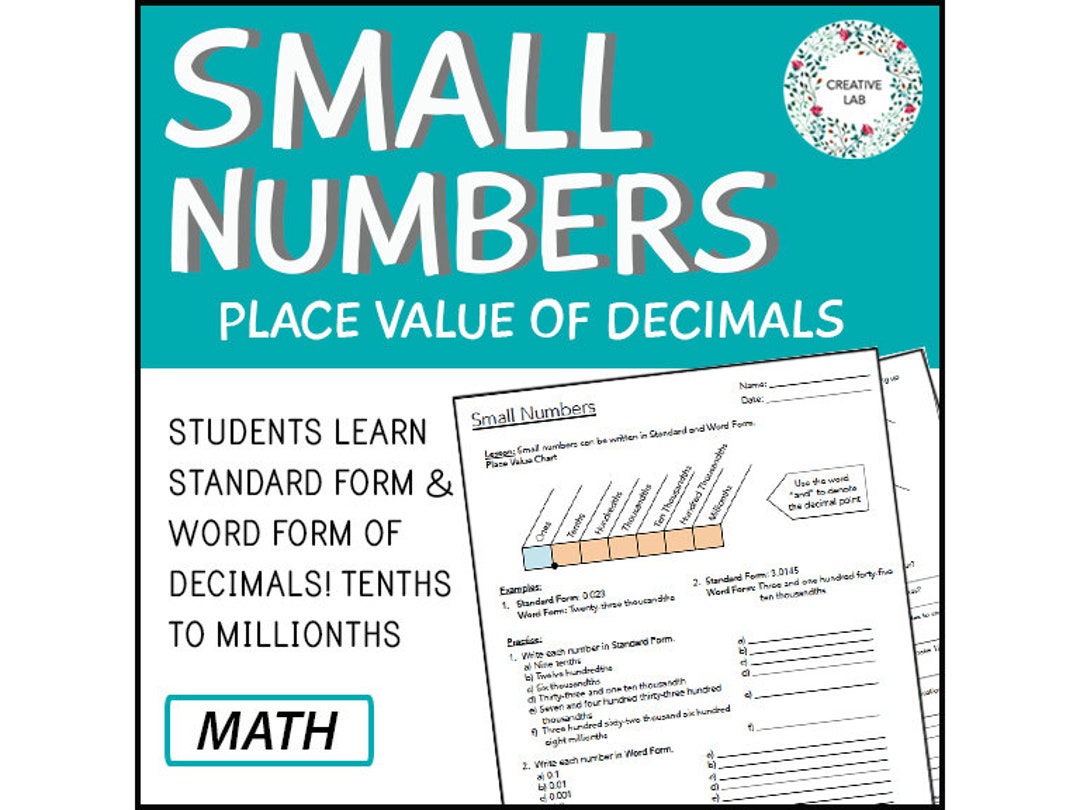 Place Value of Decimals - Tenths to Millionths // Printable Teaching ...