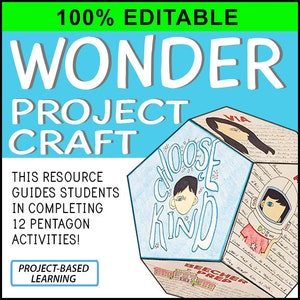 Wonder Novel Study Project Craft - 100% Editable // Printable Teaching ...