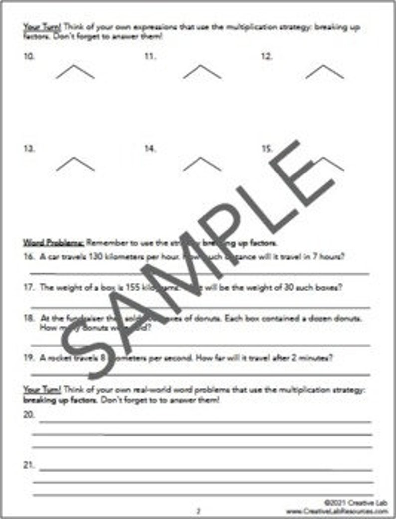 Math Multi-digit Multiplication Strategies - Breaking up Factors ...