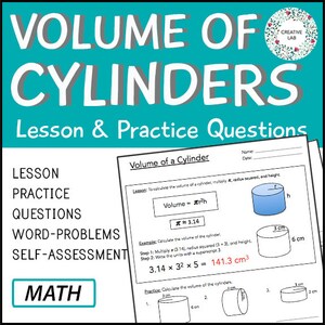 Volume of Cylinders - Lesson & Practice Questions // Printable Teaching ...