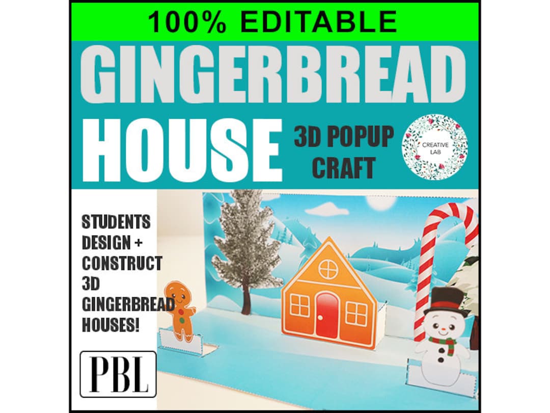 Pop-up Gingerbread House Scene 3D Craft - 100% Editable // Printable ...