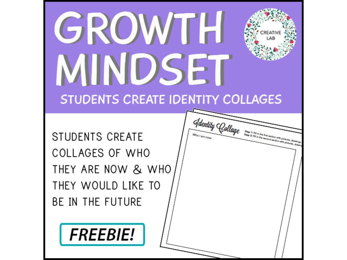 Growth Mindset Identity Collage // Printable Teaching Lesson School ...