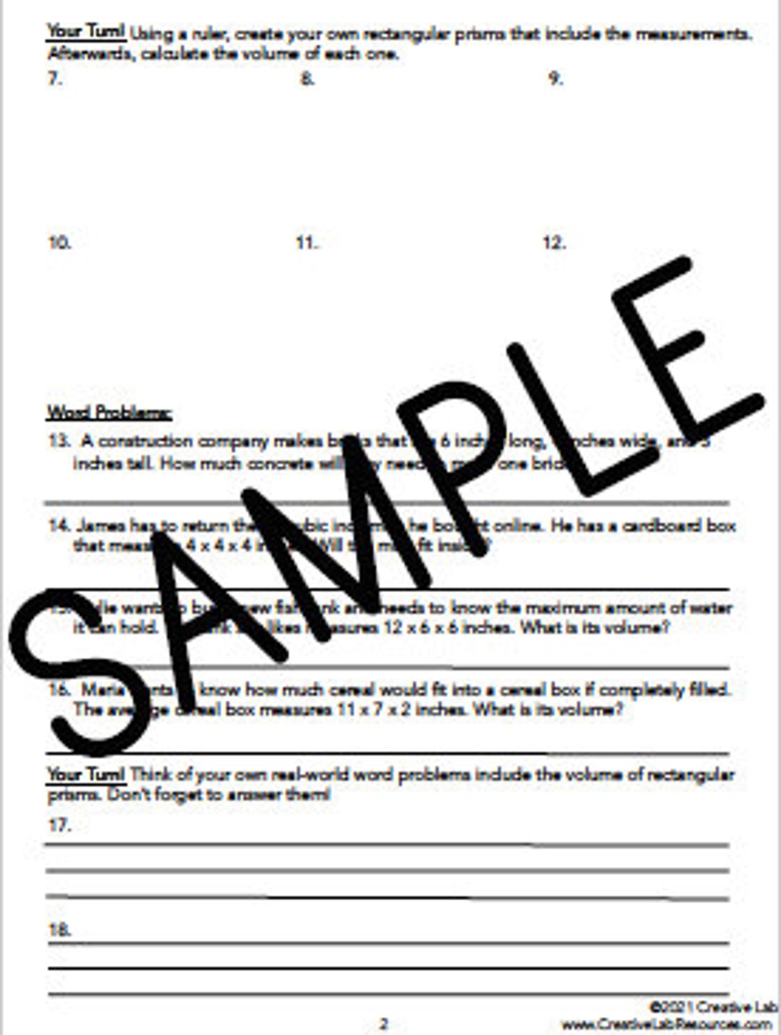 Volume of Rectangular Prisms - Lesson & Practice Questions - 100% ...