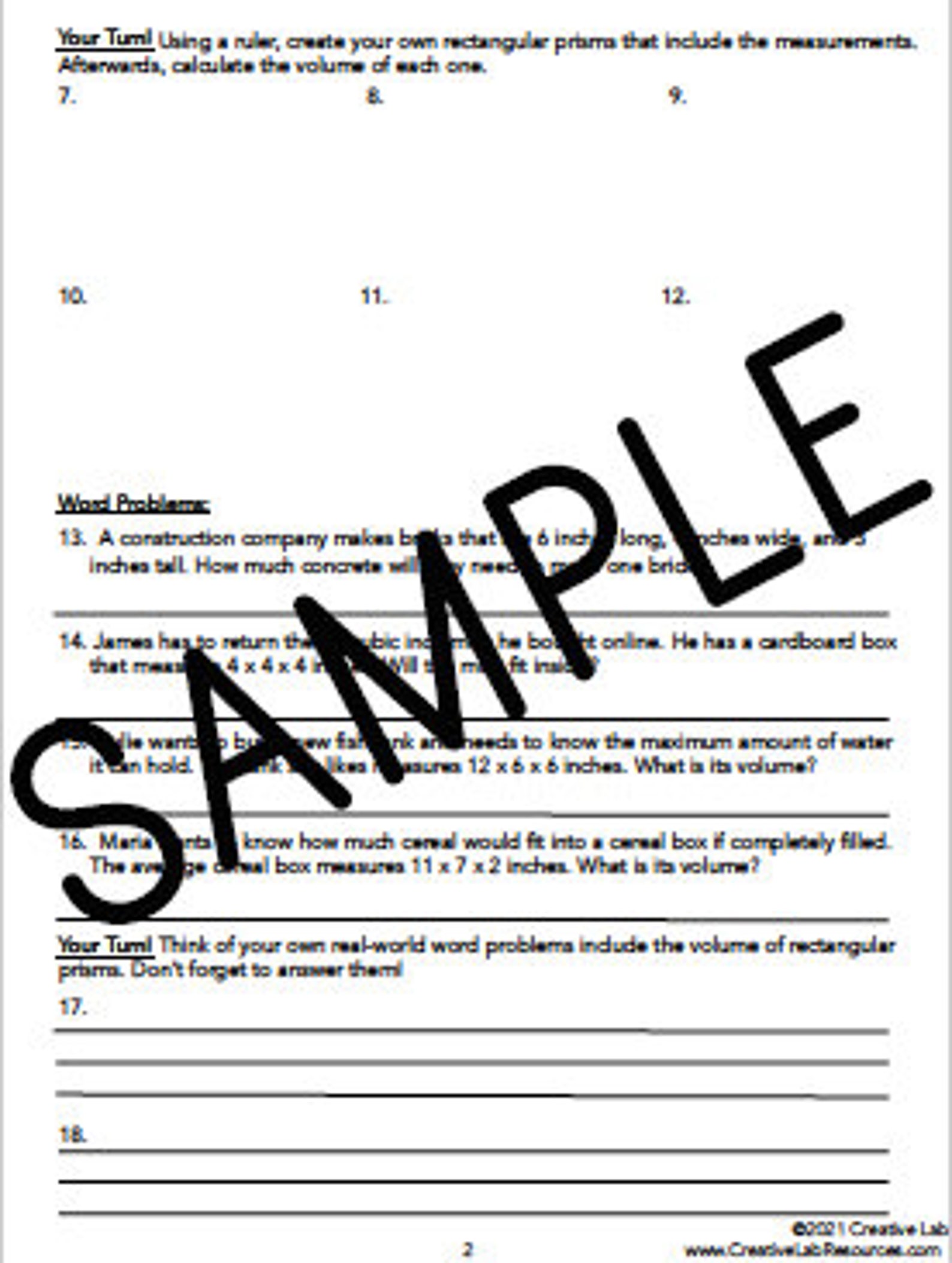 Volume of Rectangular Prisms - Lesson & Practice Questions - 100% ...