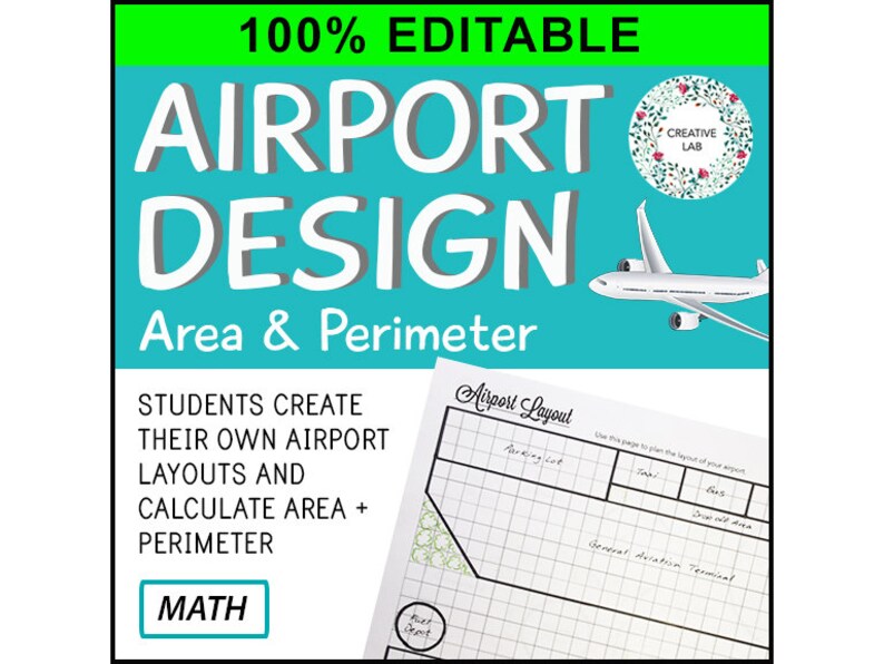 Airport Design - Area & Perimeter Math - 100% Editable // Printable ...