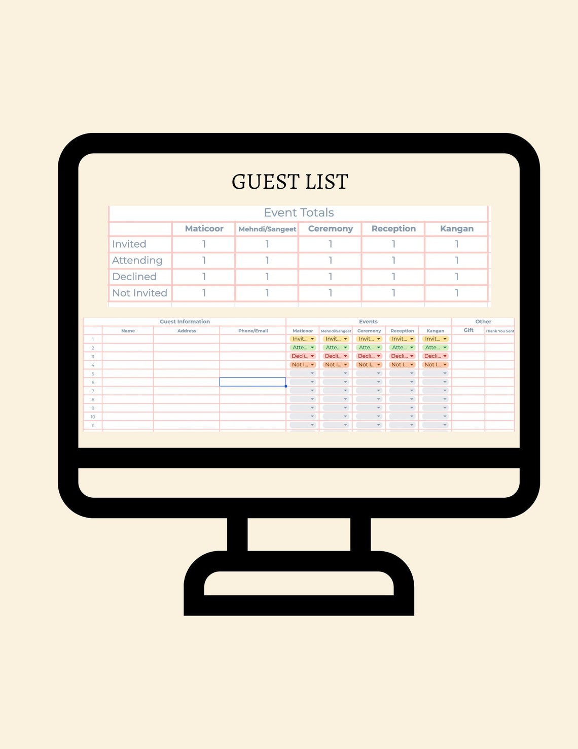 Digital Wedding Planner Template west Indian/south Asian Weddings - Etsy