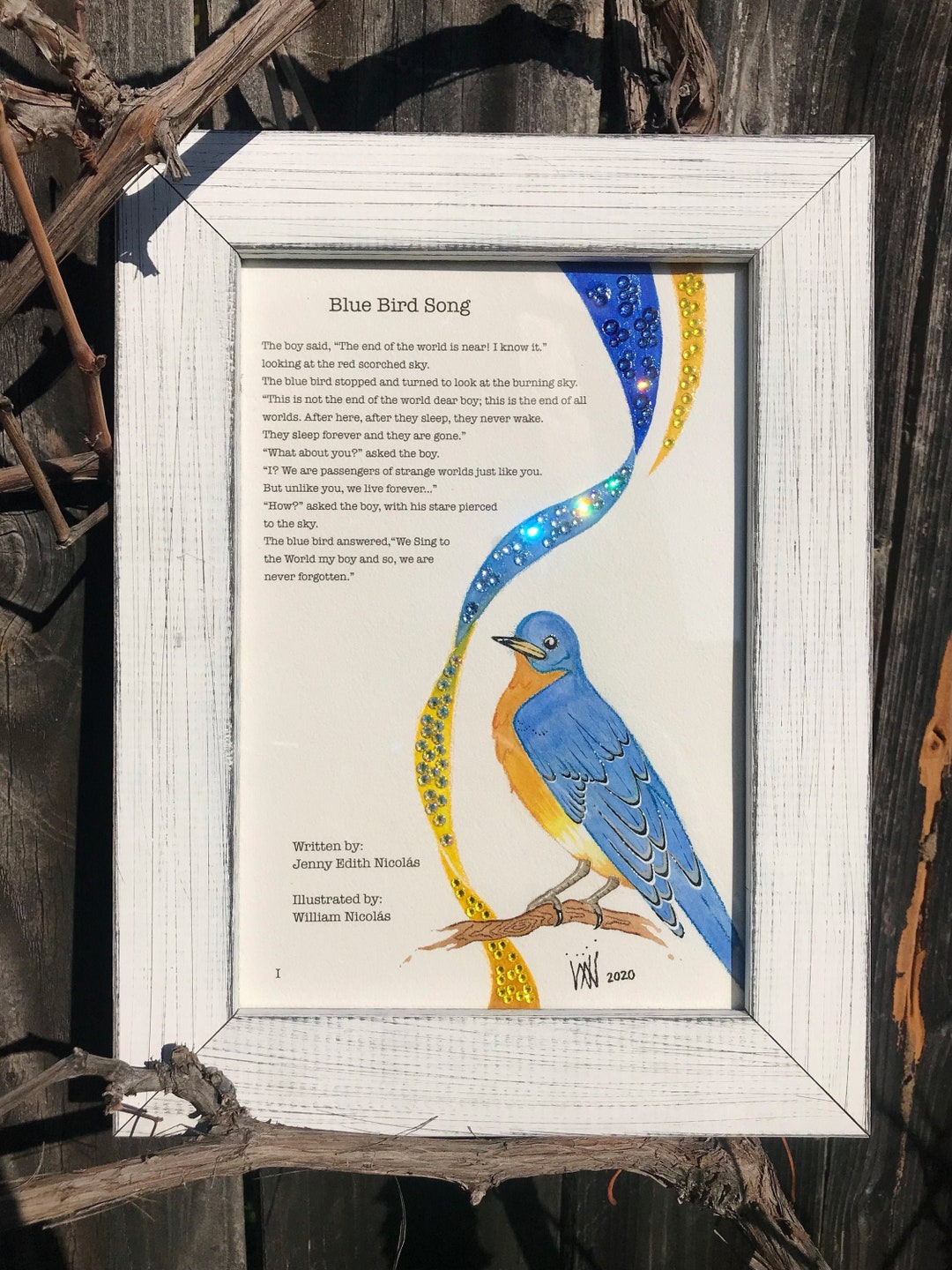 ORIGINAL blue Bird Song Poem & Watercolor Painting - Etsy