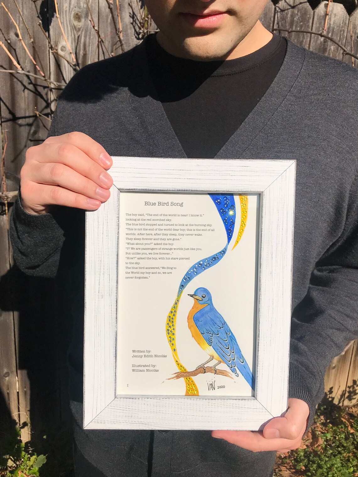 ORIGINAL blue Bird Song Poem & Watercolor Painting - Etsy