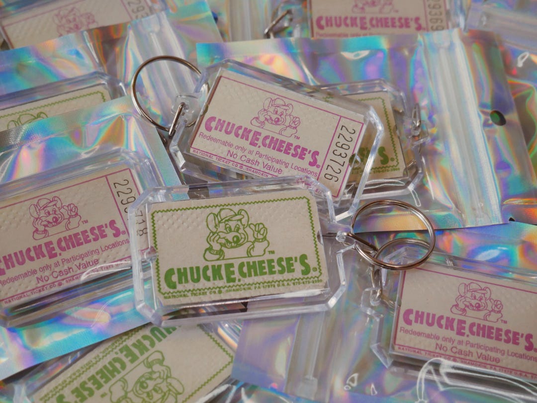 Authentic 90s Vintage Arcade Ticket Set in Acrylic Frame Keychain ...