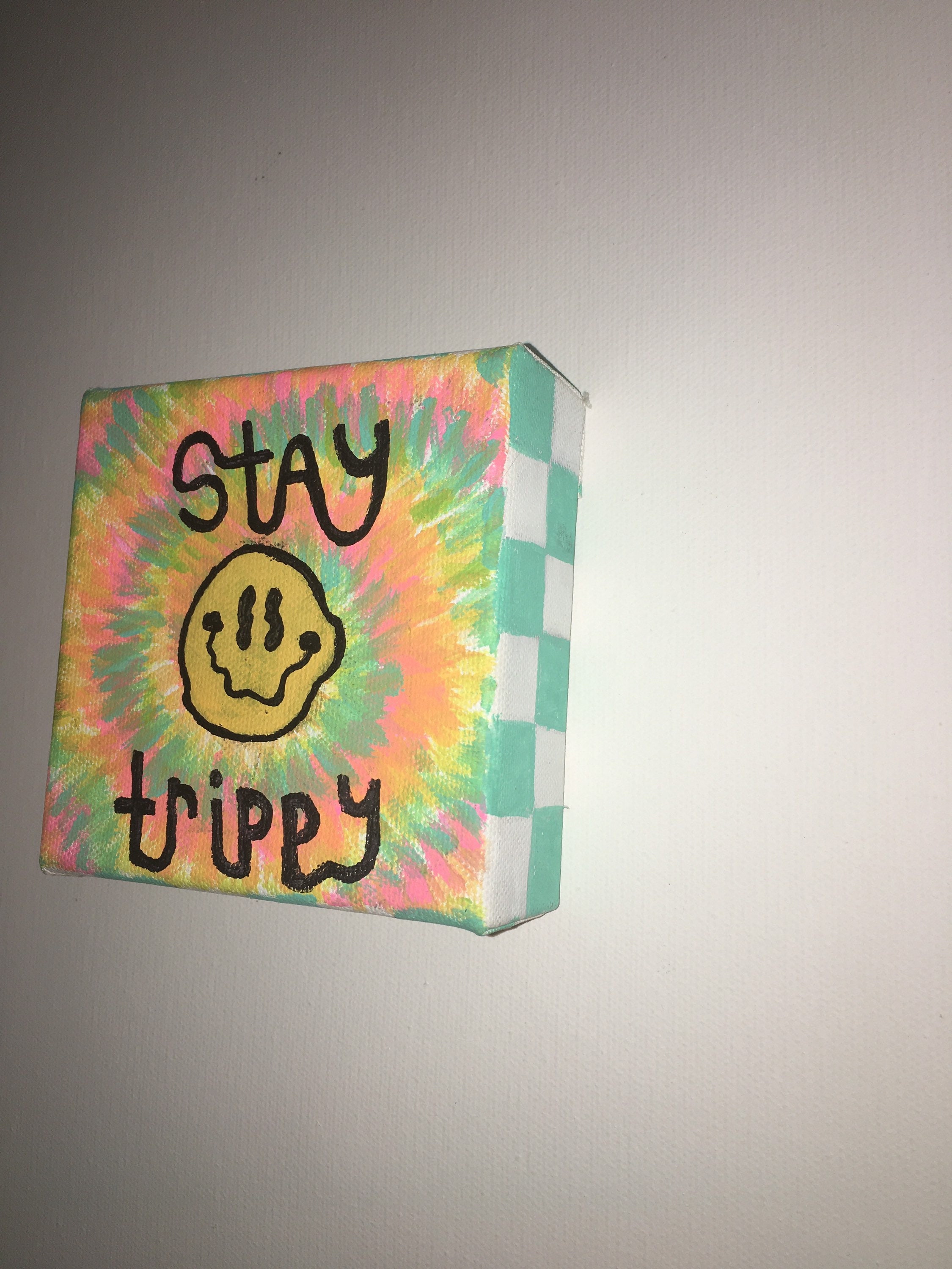 Stay Trippy Painting With Tie Fye Background and Trippy Smiley - Etsy