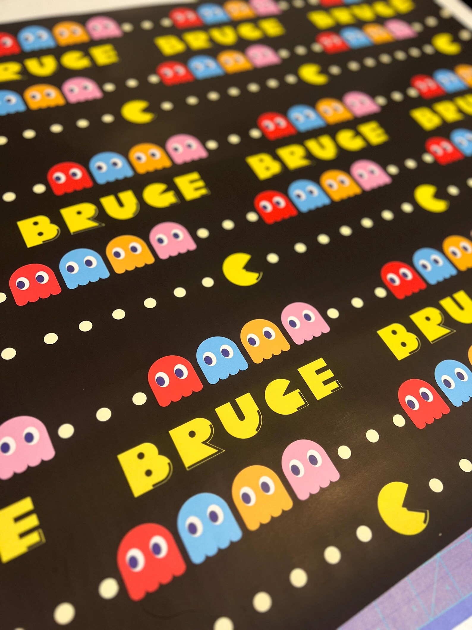 Custom Personalized Pacman Inspired Satin Wrapping Paper Gift Wrap ...