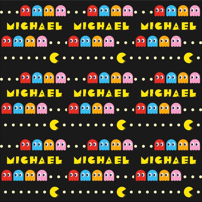 Custom Personalized Pacman Inspired Satin Wrapping Paper Gift Wrap ...