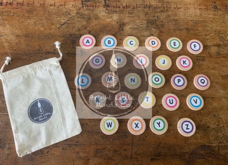 Wooden Alphabet Tokens, Uppercase Letters A-Z Learning Activity - Etsy