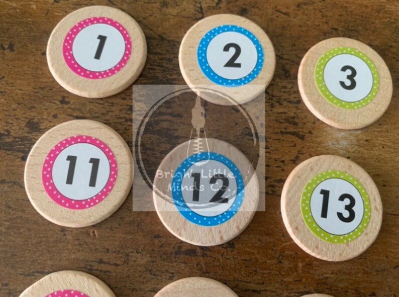 Number & Counting 1-40 and Letter uppercase Wooden Token - Etsy