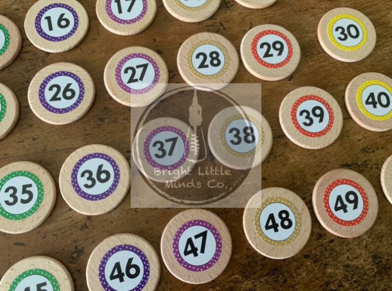 Number & Counting Wooden Tokens 1-50 Learning Activity - Etsy