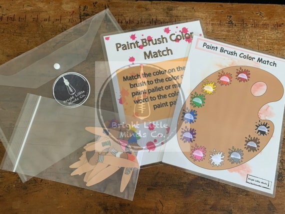 Basic Colors Paint Brush Match Learning Activity | Etsy