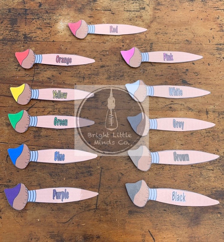 Basic Colors Paint Brush Match Learning Activity - Etsy.de