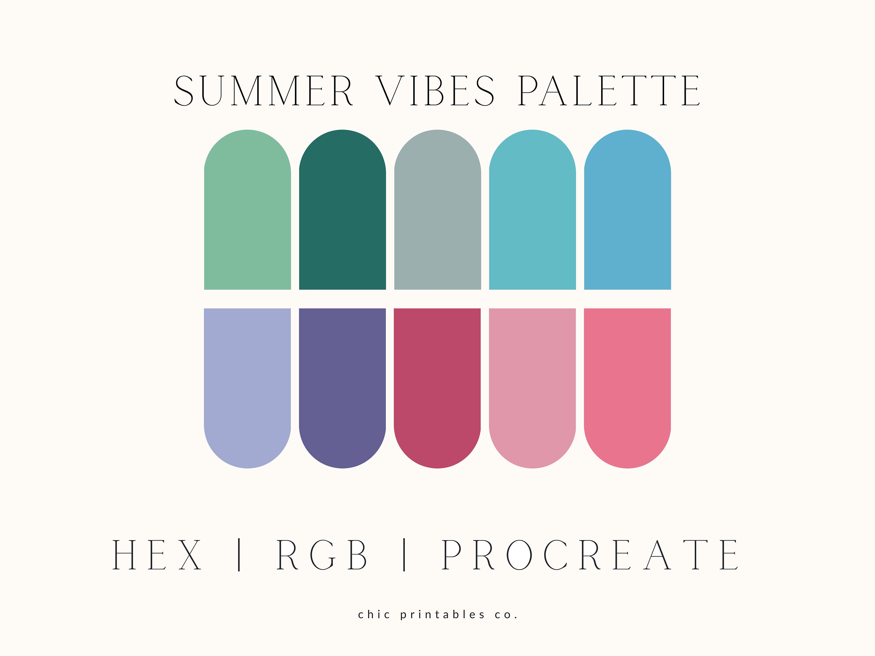 RGB | HEX | Procreate Color Palette, SUMMER Vibes Procreate, Color ...
