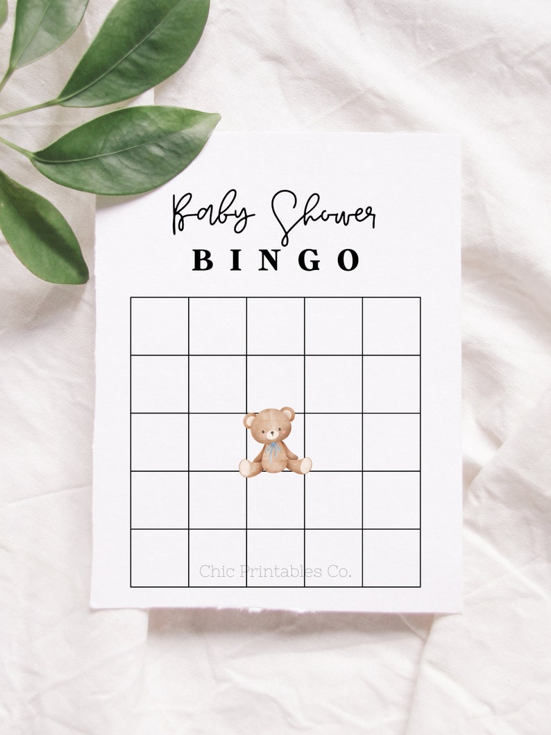 Minimalist Baby Shower Bingo - Teddy Bear Theme - Pink and Blue Options ...