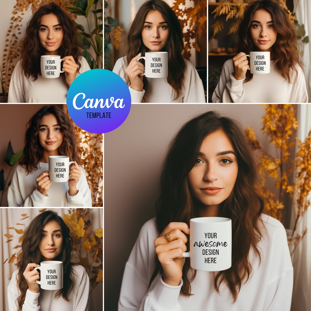 Canva Template - Ceramic Coffee Mug Mockup Model Blank Mug White Coffee ...